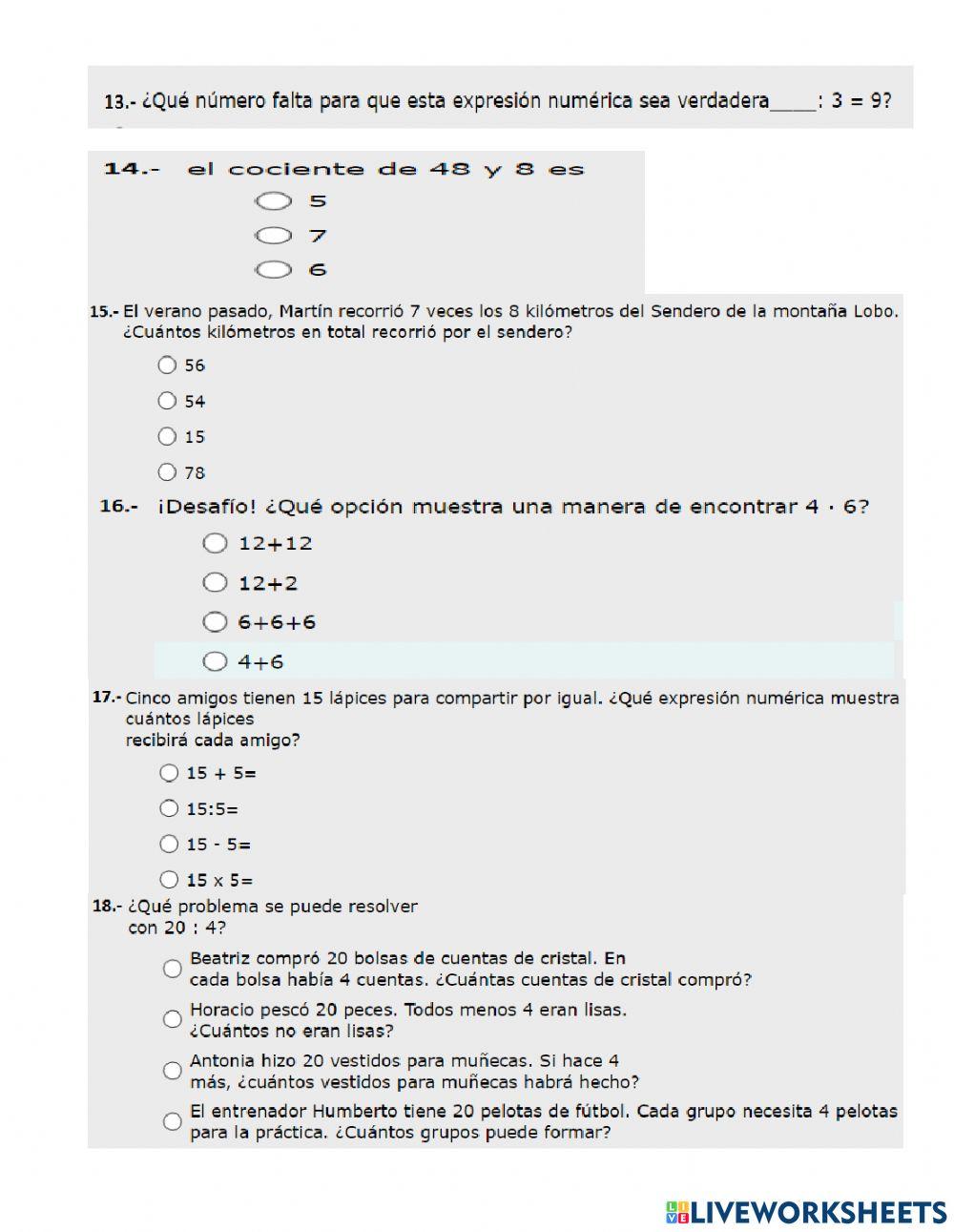 EXAMEN FINAL DE OPERACIONES BÁSICAS PRIMER GRADO online exercise for ... EXAMEN FINAL DE OPERACIONES BÁSICAS PRIMER GRADO online exercise for ...