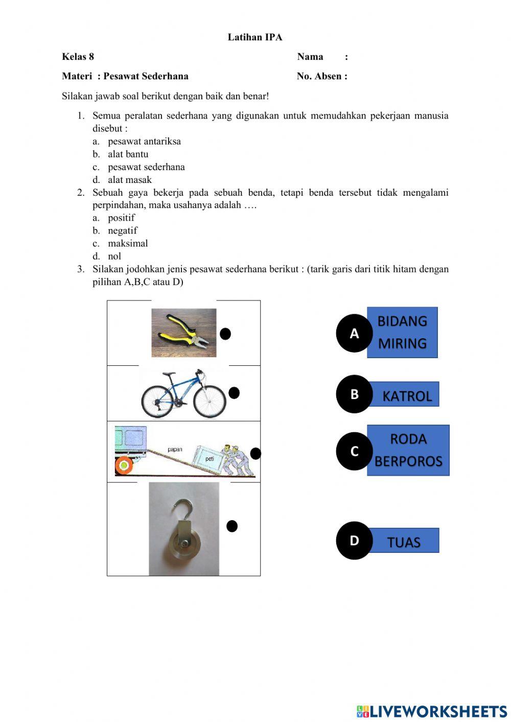 Latihan Soal IPA SMP exercise | Live Worksheets