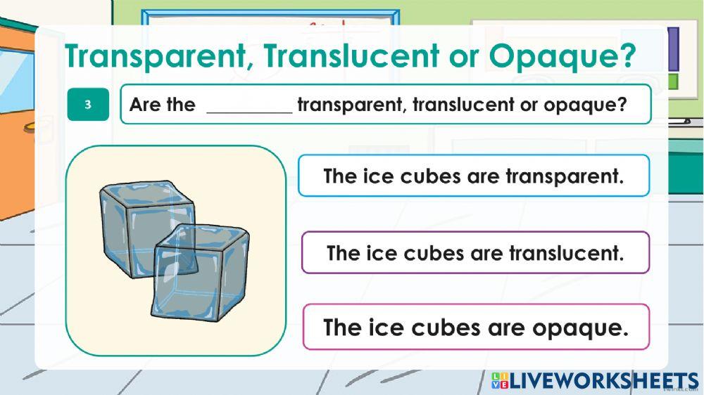 Grade 4 Transparent, Translucent and Opaque online exercise for | Live ...