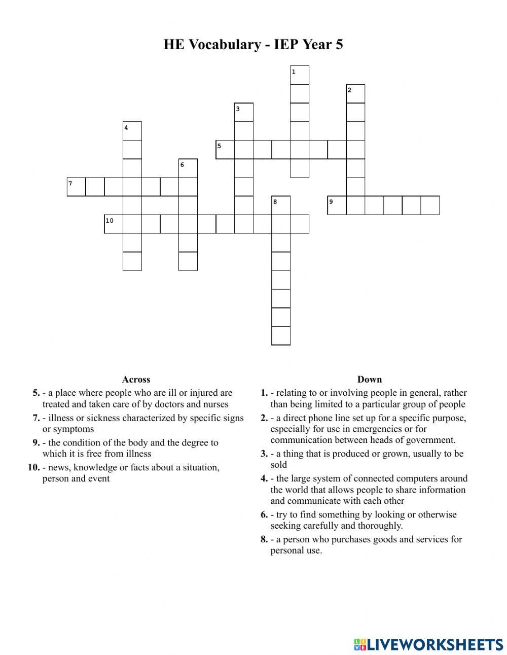 Health Information worksheet | Live Worksheets