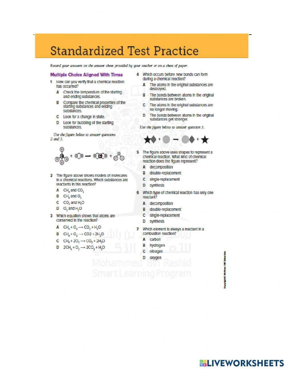 CHAPTER-3- CHEMICAL REACTION- EXAM- PRACTICE online exercise for | Live ...