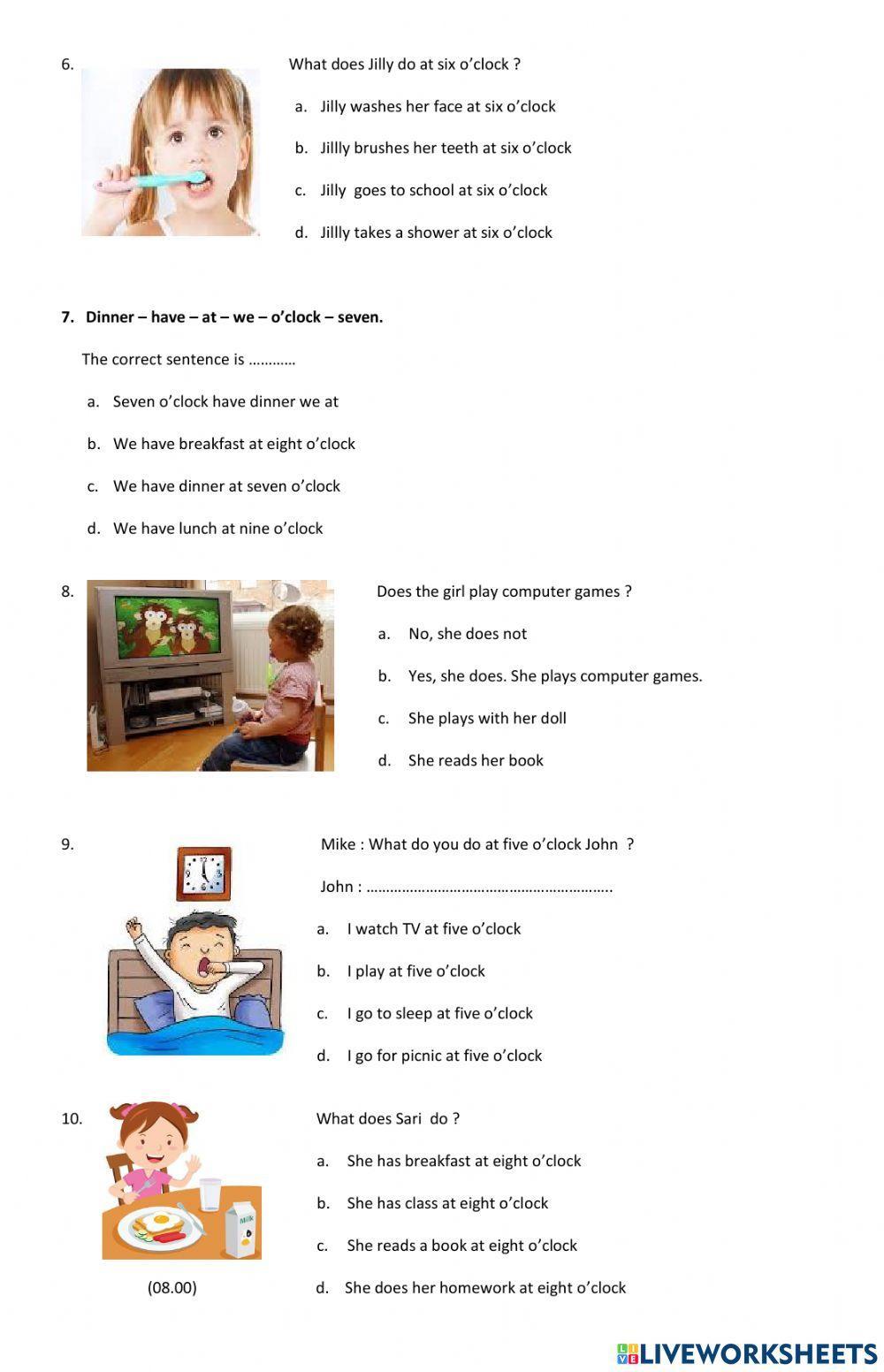 Daily Test class 2 My Day worksheet | Live Worksheets