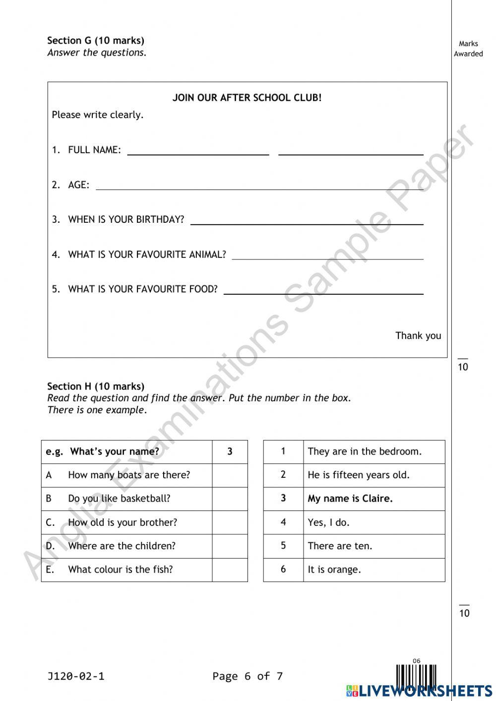 Junior practice activity | Live Worksheets