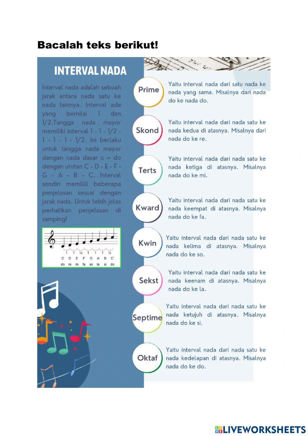 Interval Nada online worksheet | Live Worksheets