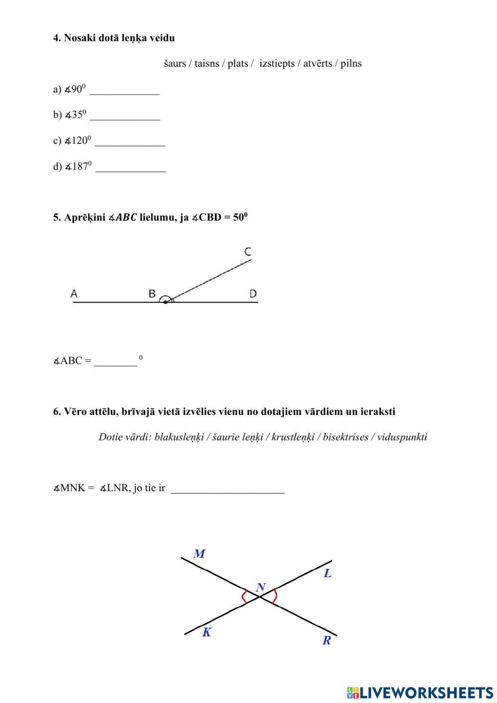 7. klase Planimetrija online exercise for | Live Worksheets