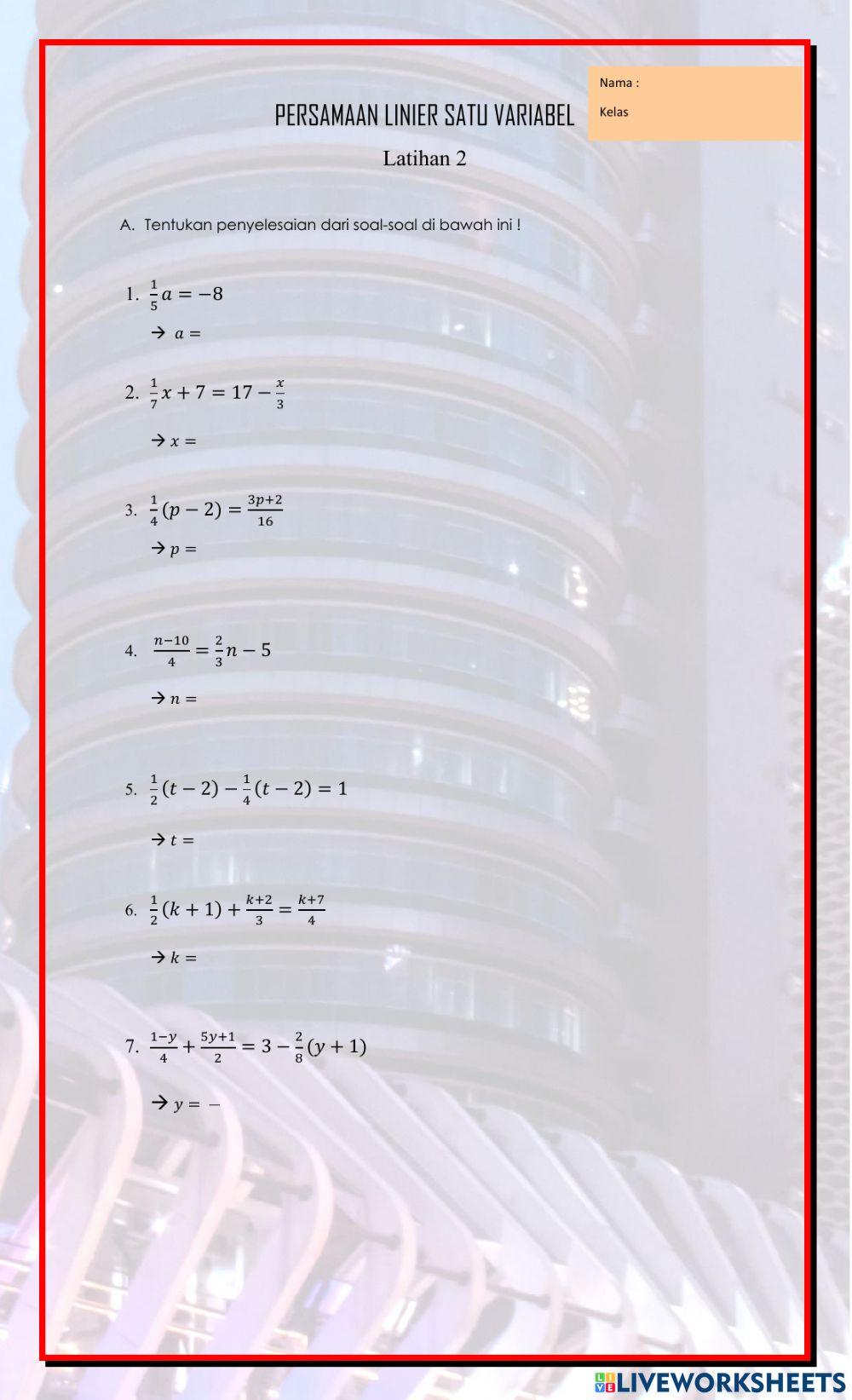 PSLV latihan 2 worksheet | Live Worksheets