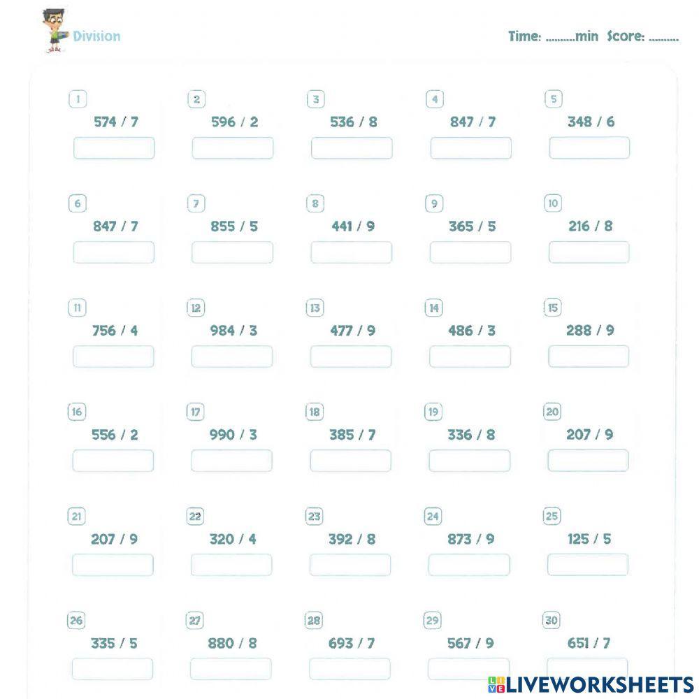 Division 3-1 2585747 | Dyem | Live Worksheets