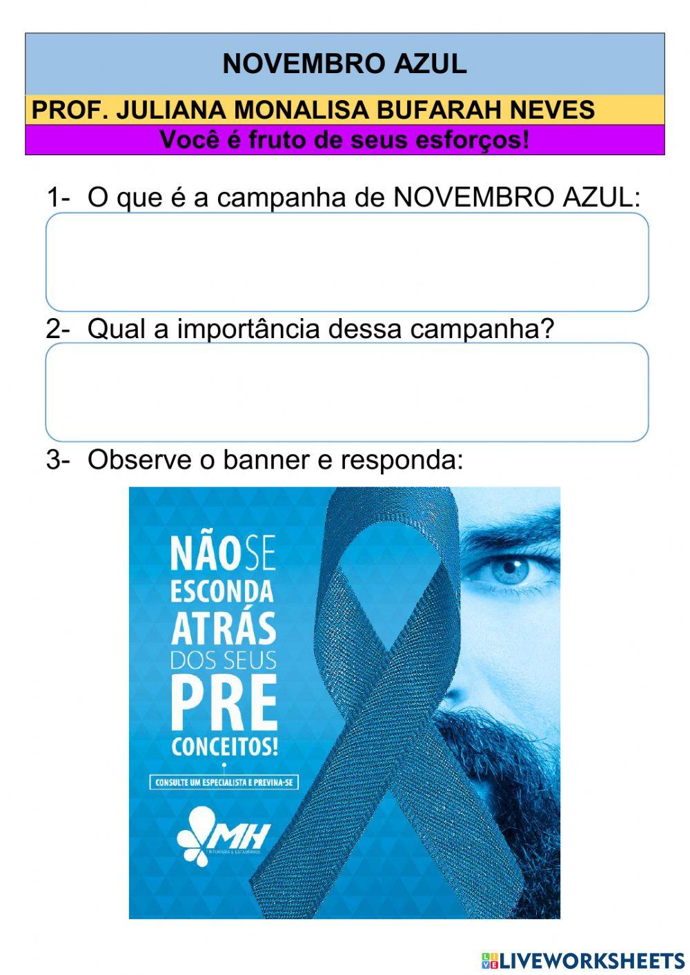 Novembro Azul worksheet | Live Worksheets