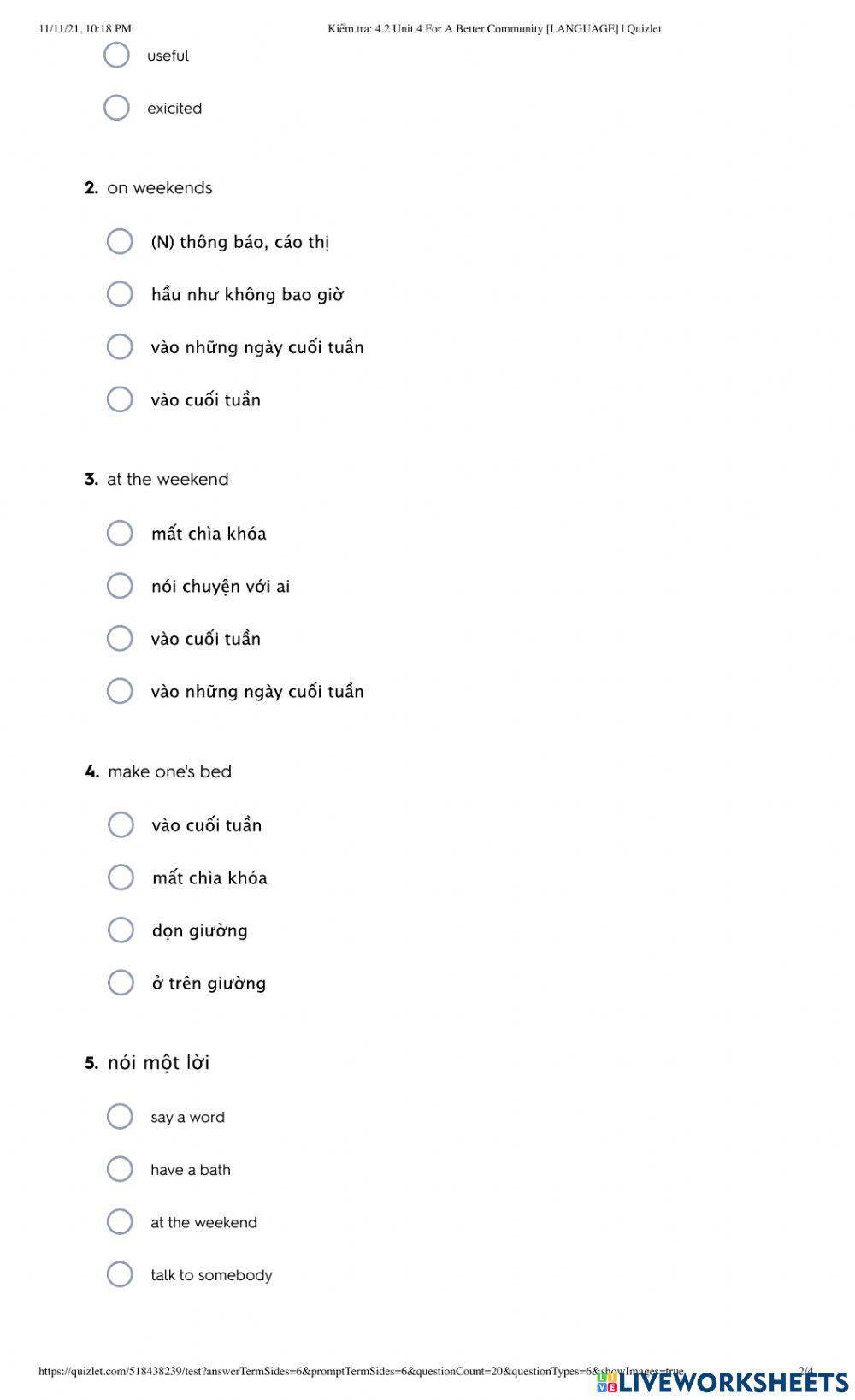 4.2 Unit 4 For A Better Community LANGUAGE worksheet | Live Worksheets