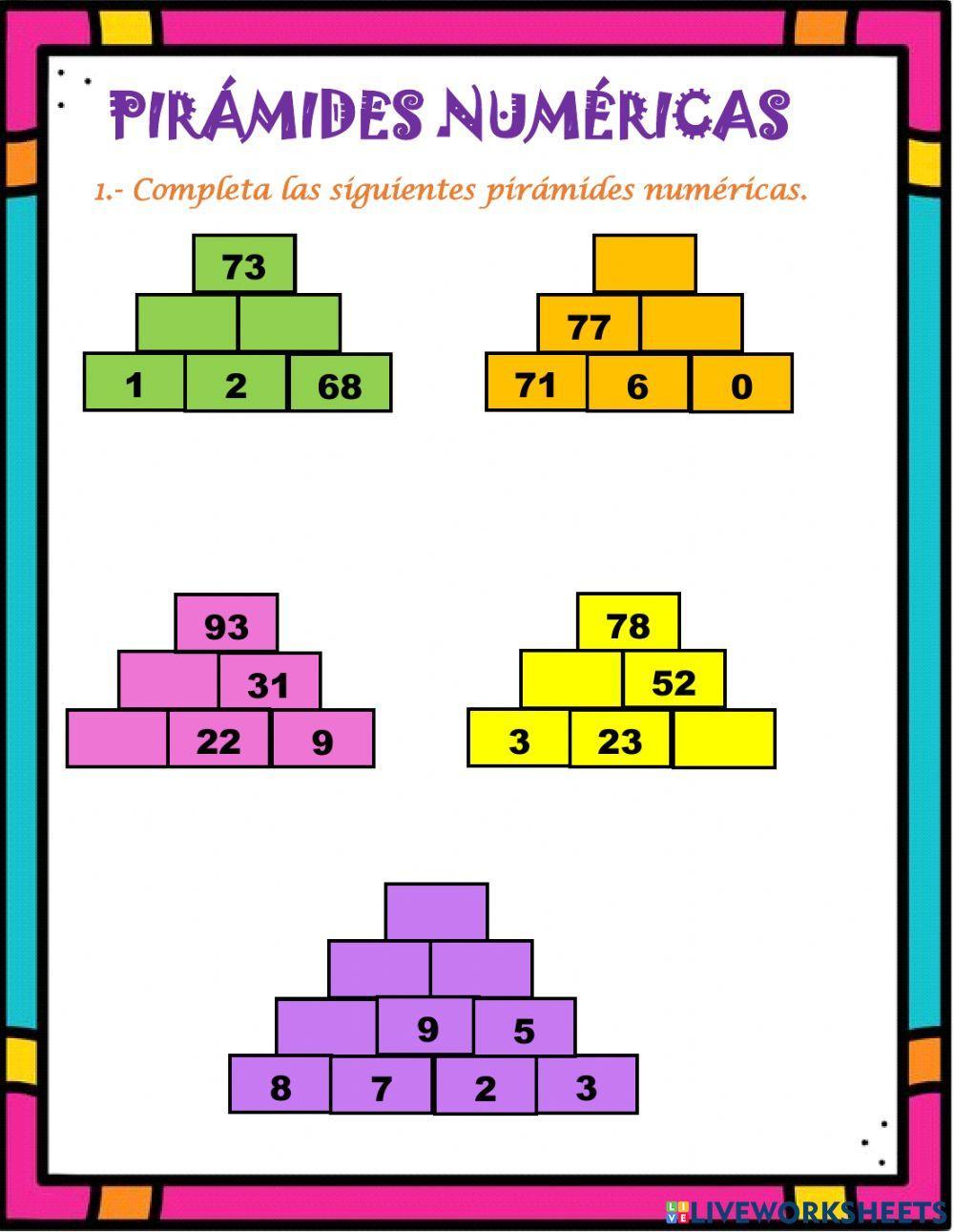 Pirámides numéricas online worksheet for 2DO GRADO | Live Worksheets