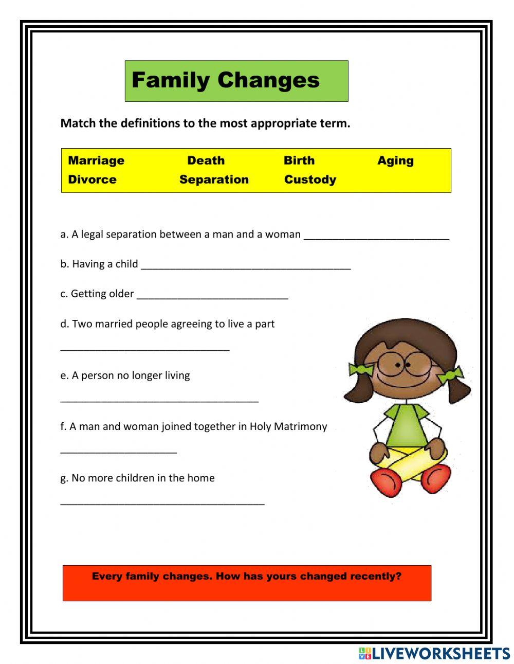 Family Changes Review online exercise for | Live Worksheets