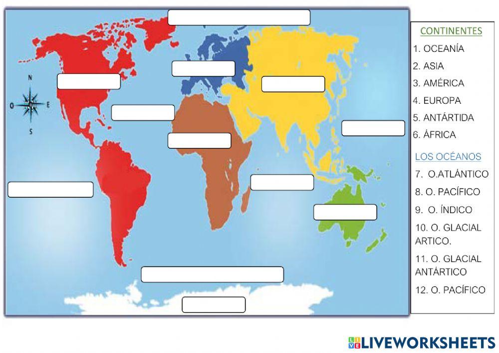 Los continentes… | Free Interactive Worksheets | 1632923