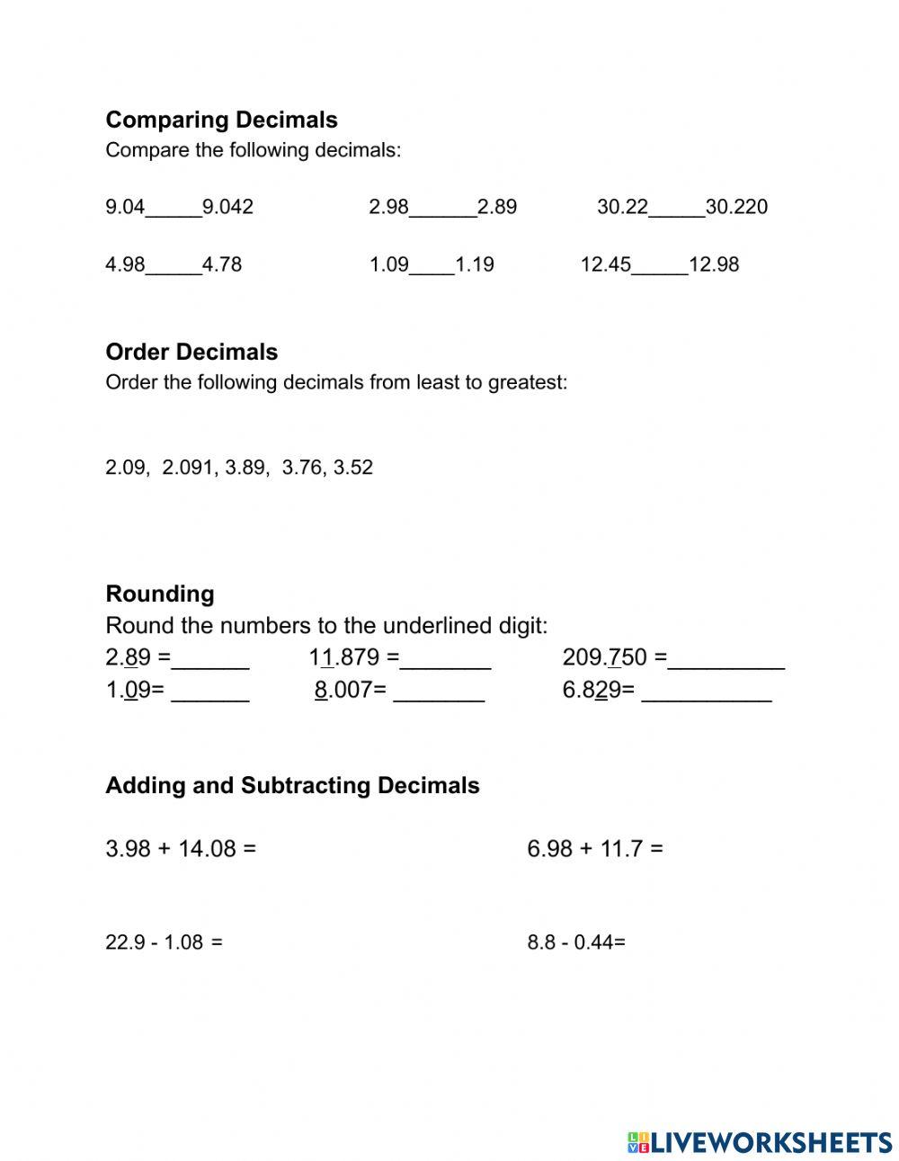 GoMath ch. 3 review worksheet | Live Worksheets
