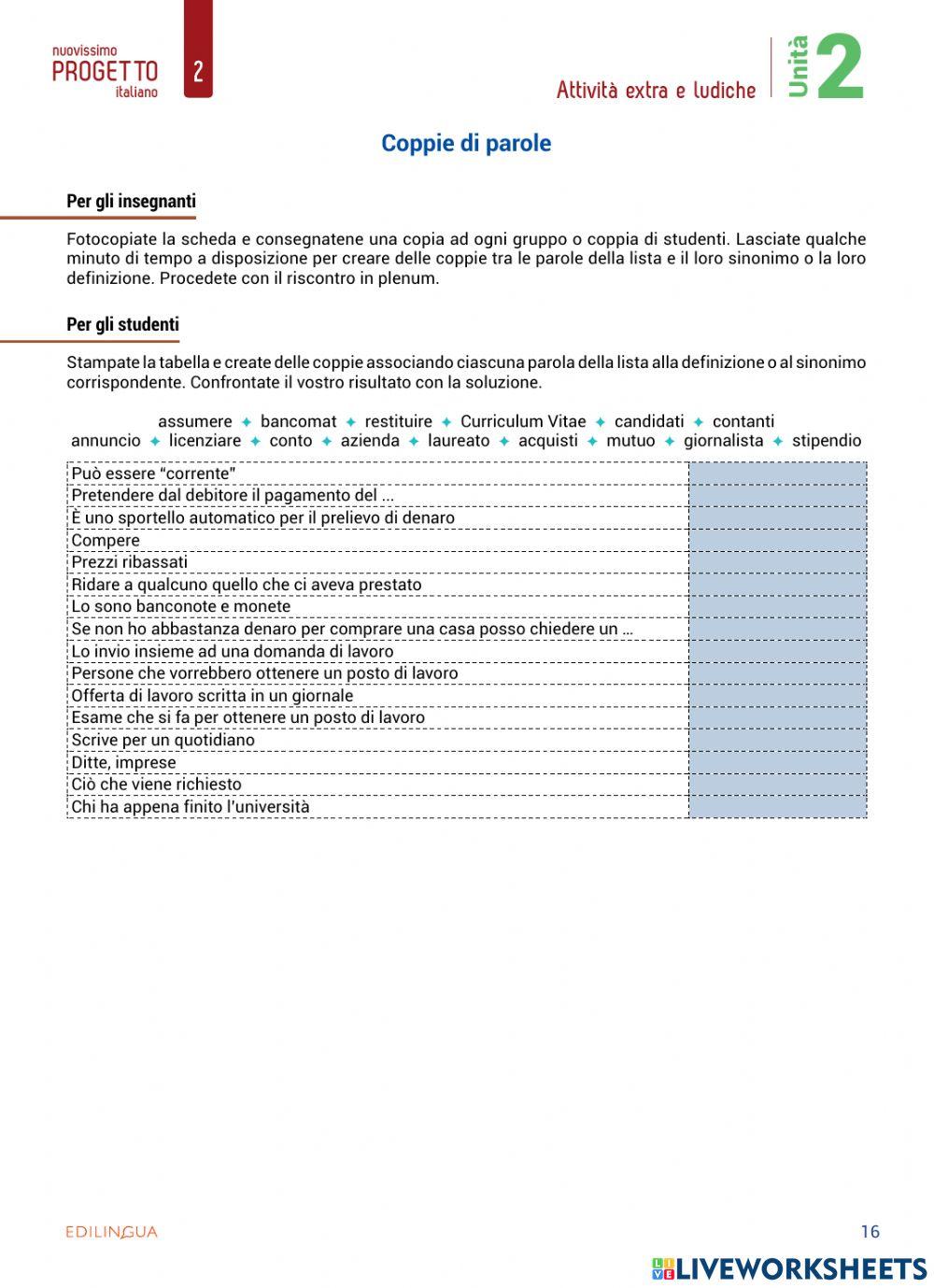 Coppie di parole 2262036 | Niki | Live Worksheets