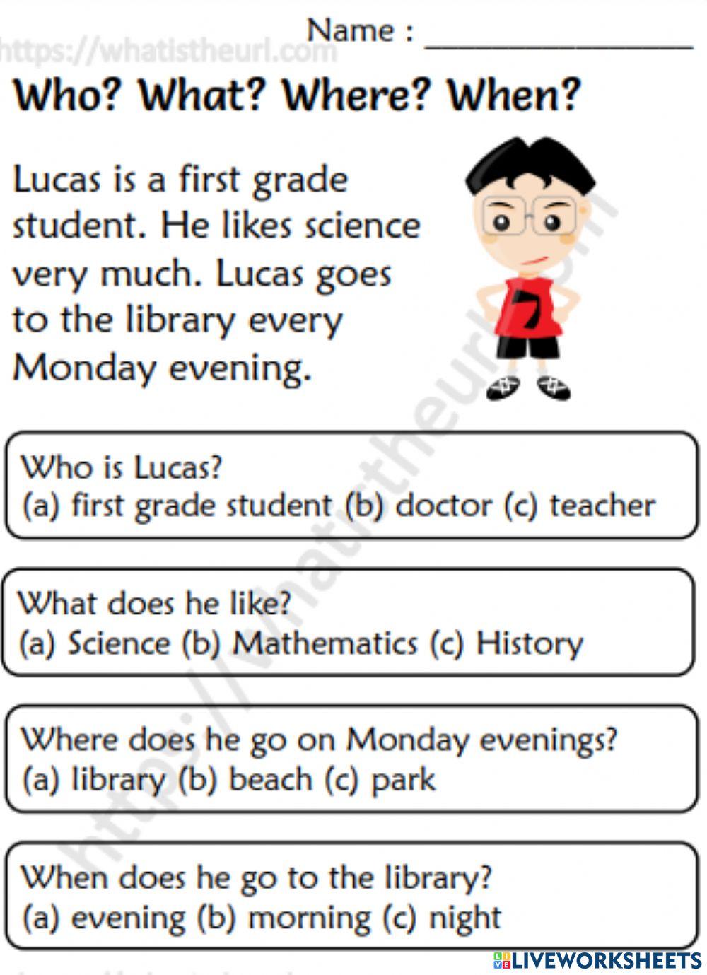 The 5w's | MsPersad | Live Worksheets