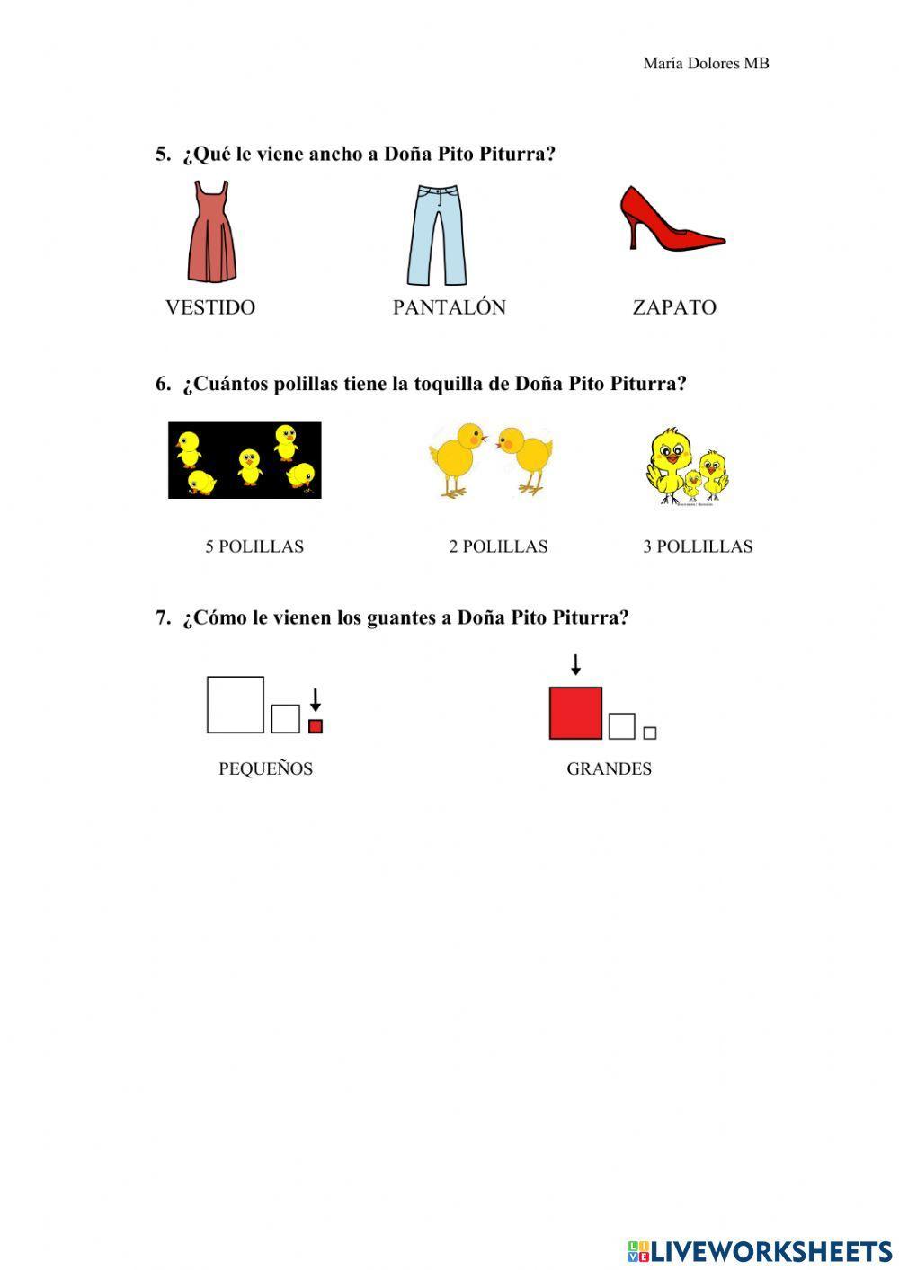 Comprensión Doña Pito Piturra worksheet | Live Worksheets