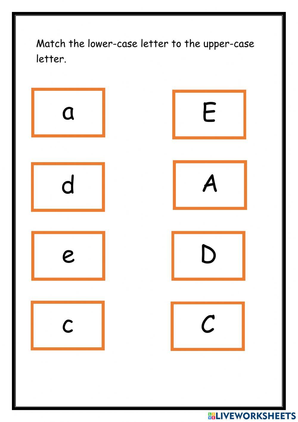 matching lower case letters to upper case letters online exercise for | Live Worksheets