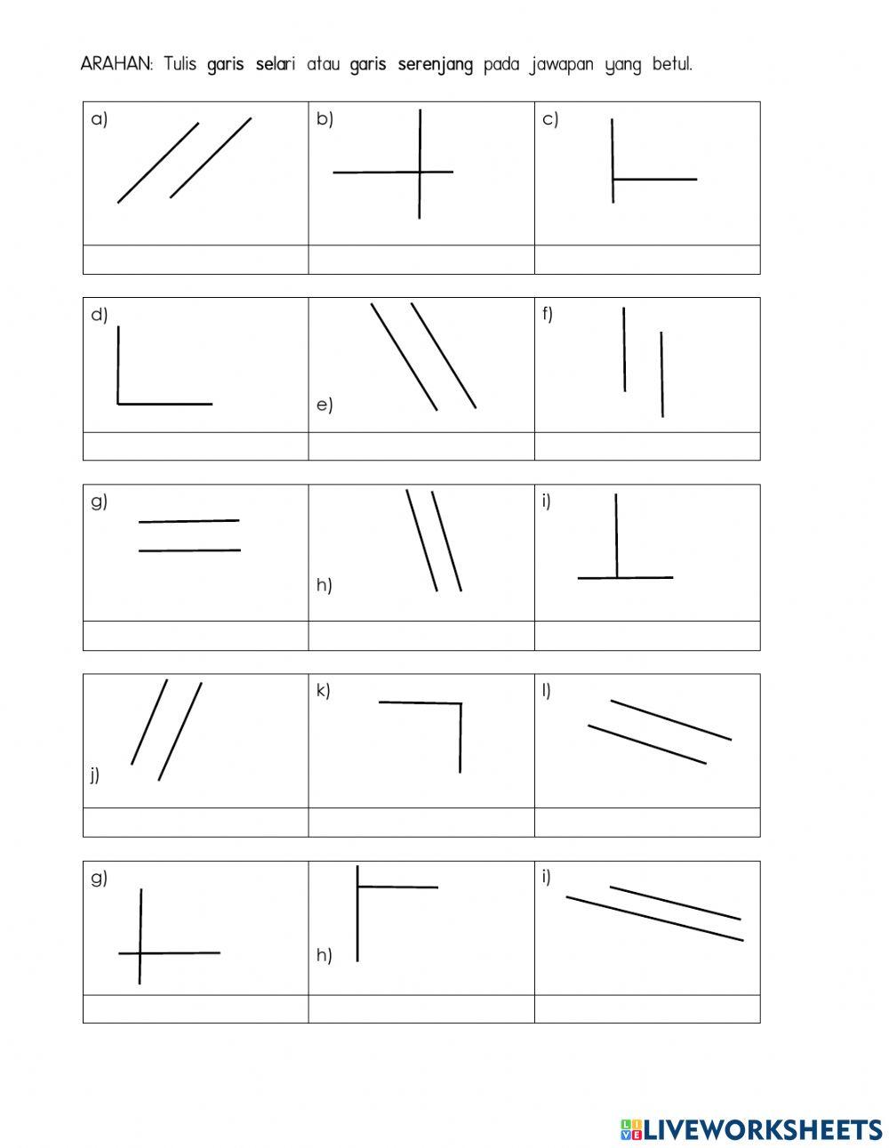 GARIS SELARI DAN GARIS SERENJANG online exercise for | Live Worksheets
