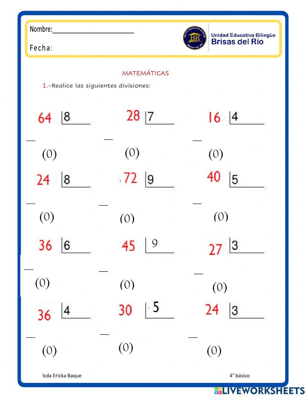 Matemáticas online exercise for 4° | Live Worksheets