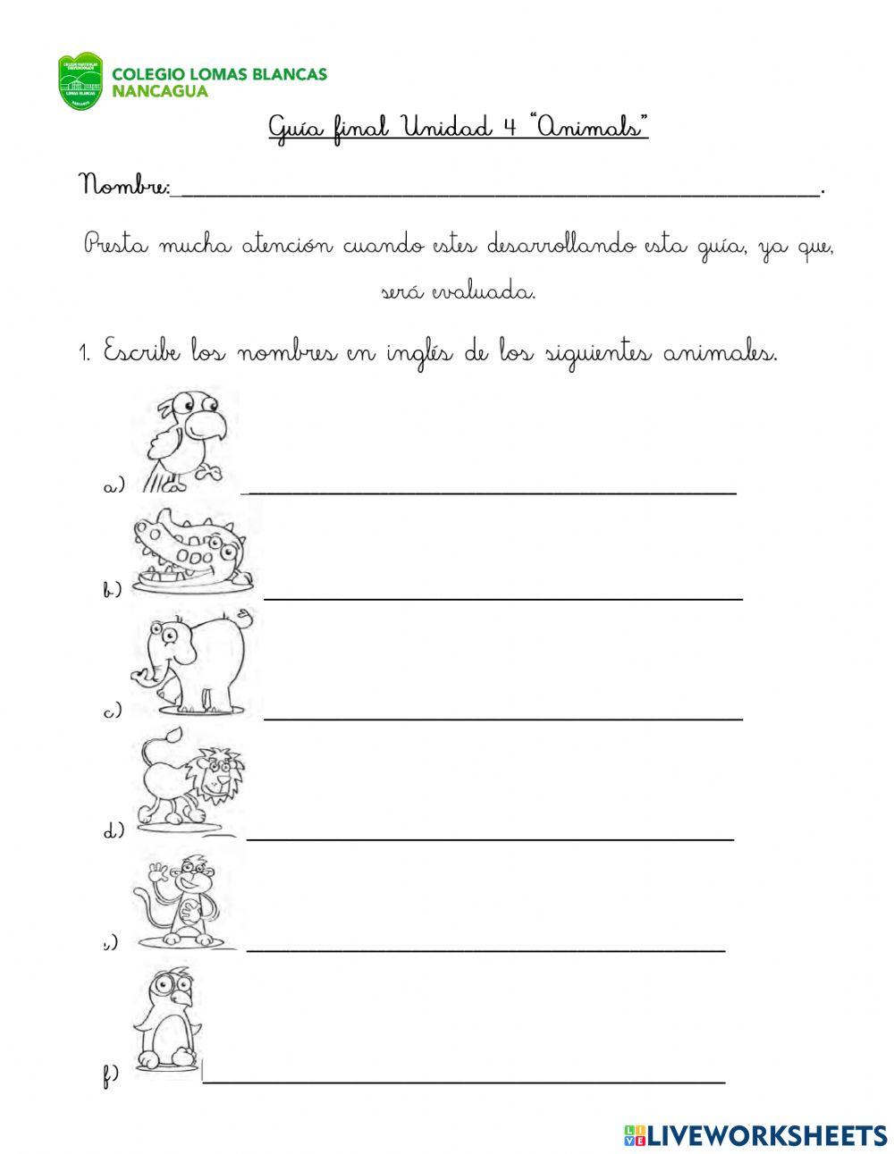 2nd GRADE - UNIT 4 - ANIMALS 6773348 | MissArantxa | Live