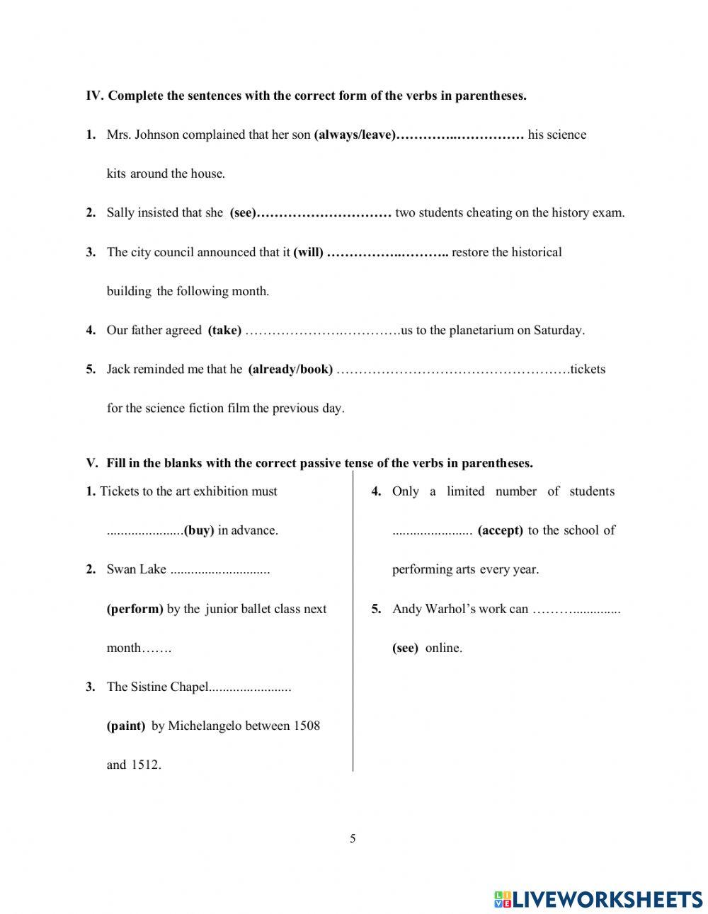 DS - Access 4 - Test 4 Vocab + Grammar worksheet | Live Worksheets