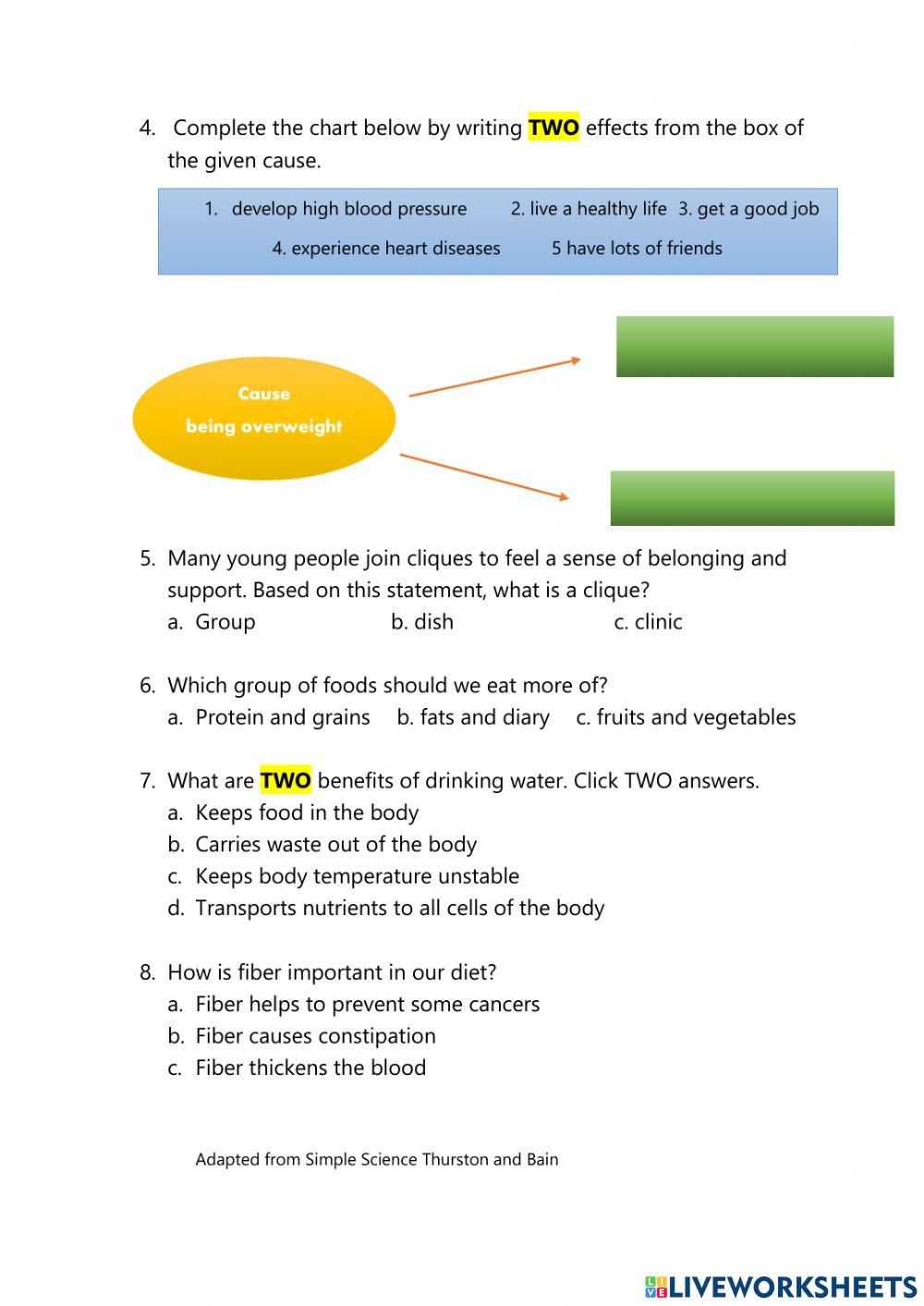 Staying Healthy online activity for 5 | Live Worksheets