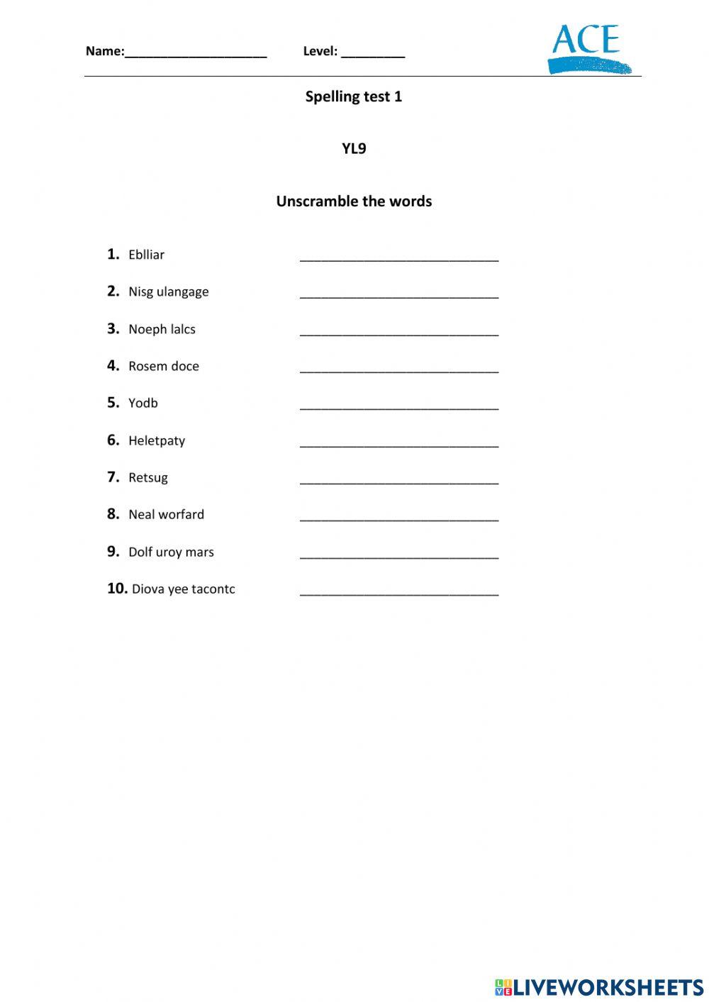 Vocabulary online exercise for Grade 9 | Live Worksheets