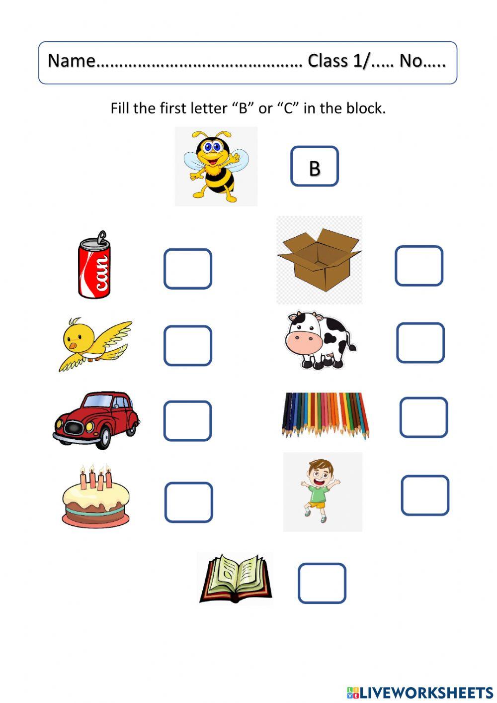 The first consonant b and c (2) online exercise for | Live Worksheets