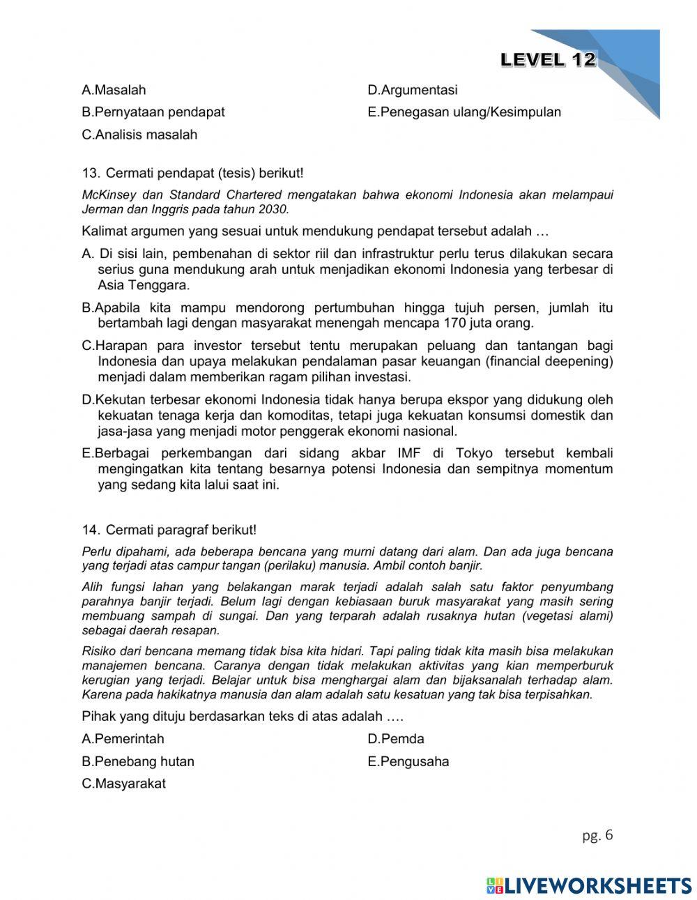 Latihan Soal Evaluasi - Level 12 - Teks Editorial 1634796