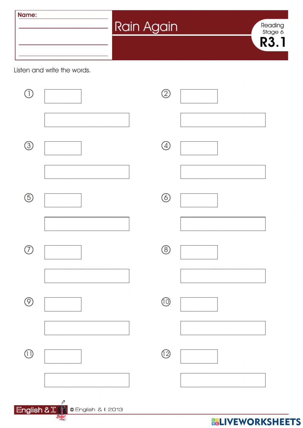 IEP Stage 6-R3.1-LIVE online exercise for | Live Worksheets