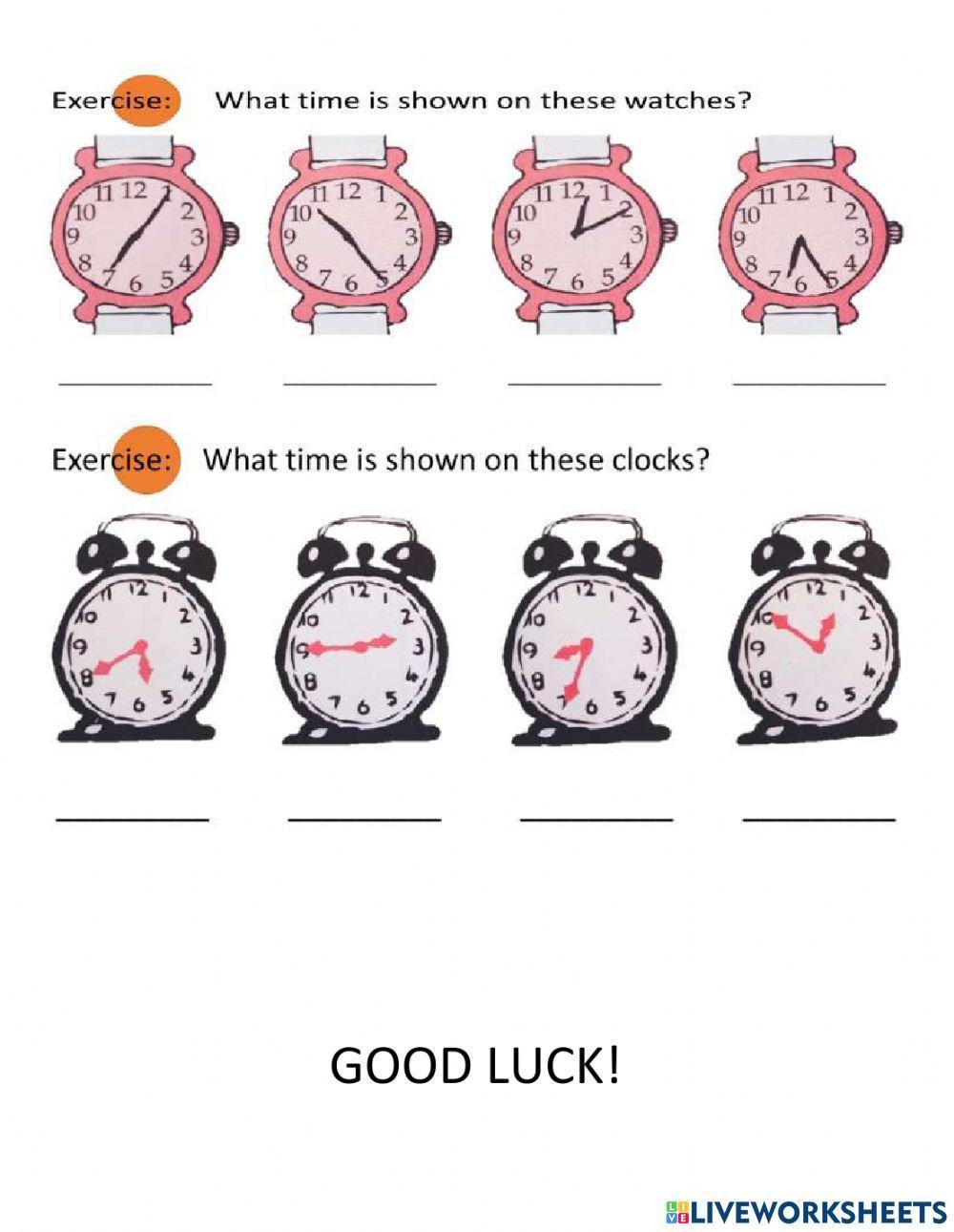 The night time, hours and minutes. worksheet | Live Worksheets