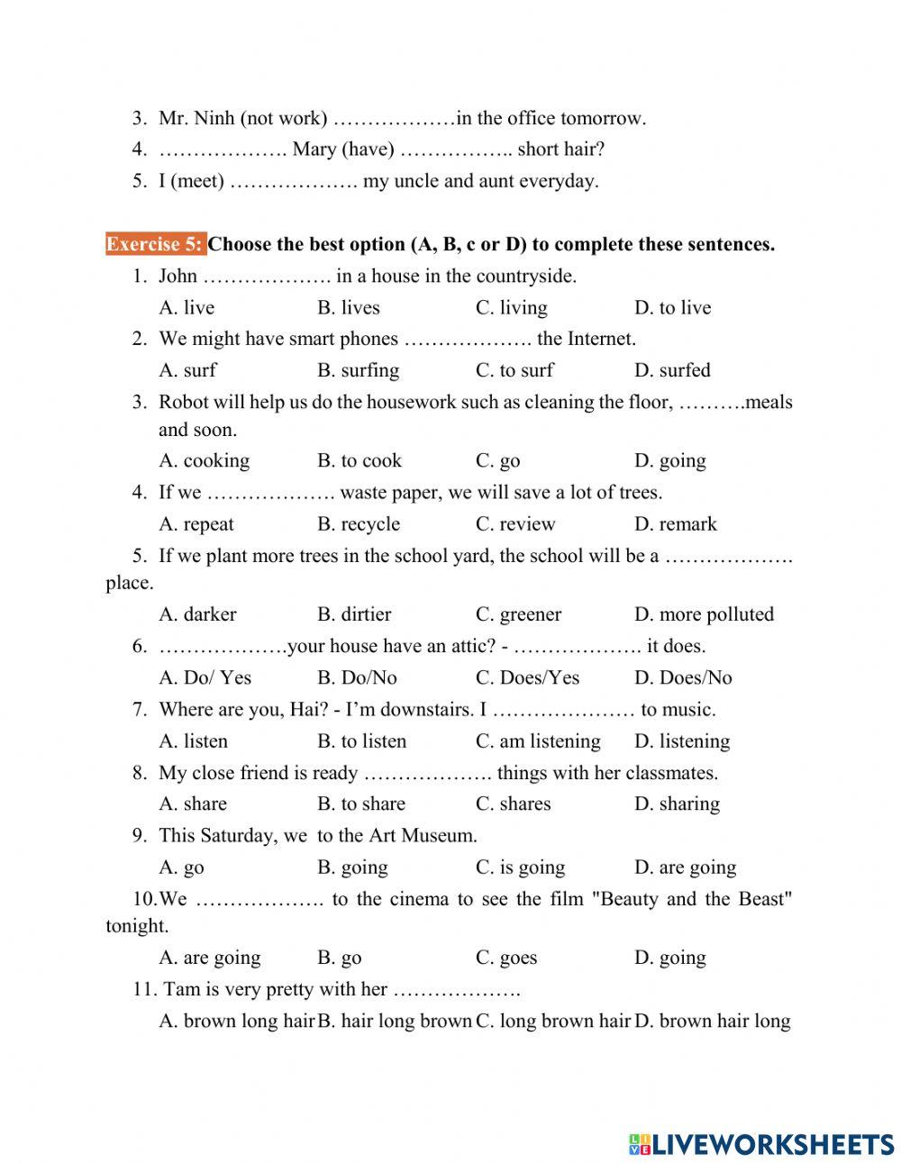 Midterm Test- Class E6.1 worksheet | Live Worksheets