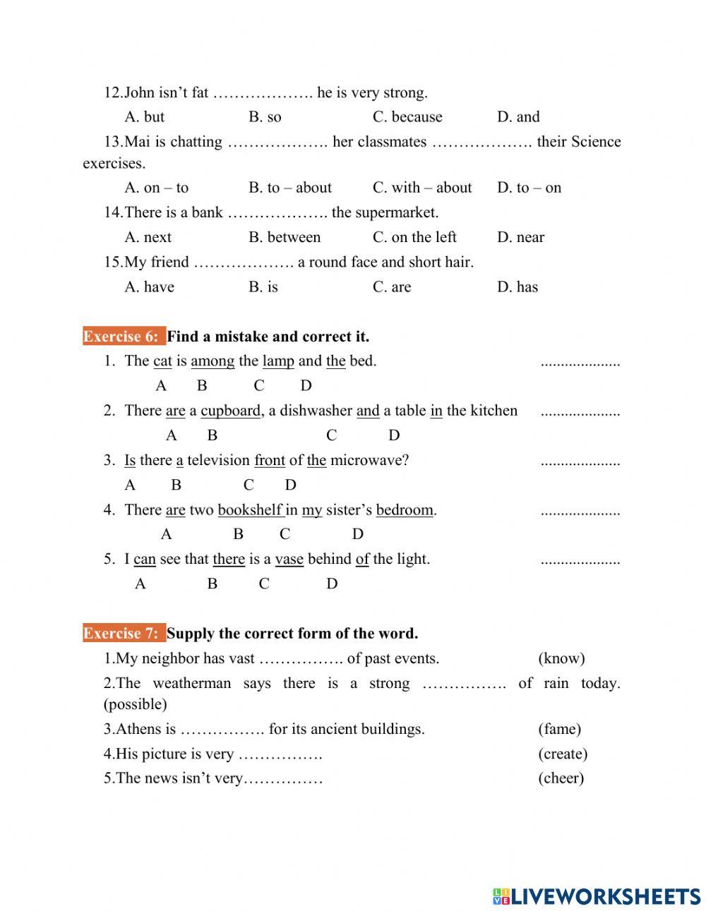 Midterm Test- Class E6.1 worksheet | Live Worksheets