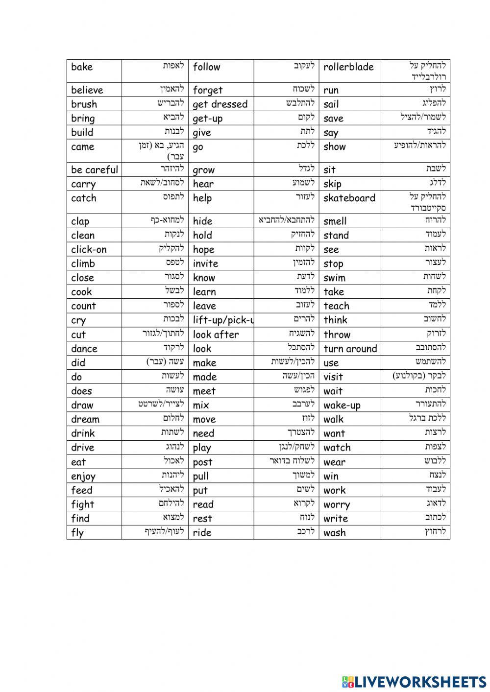 Verbs online exercise for 9th | Live Worksheets