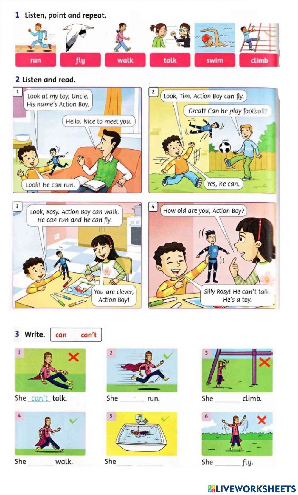 Action Boy - Reading worksheet | Live Worksheets