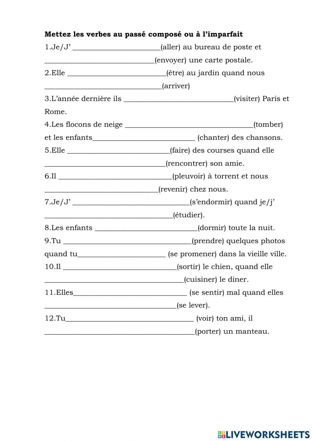 Passe Compose Online Exercise For Grade Live Worksheets 42 Off