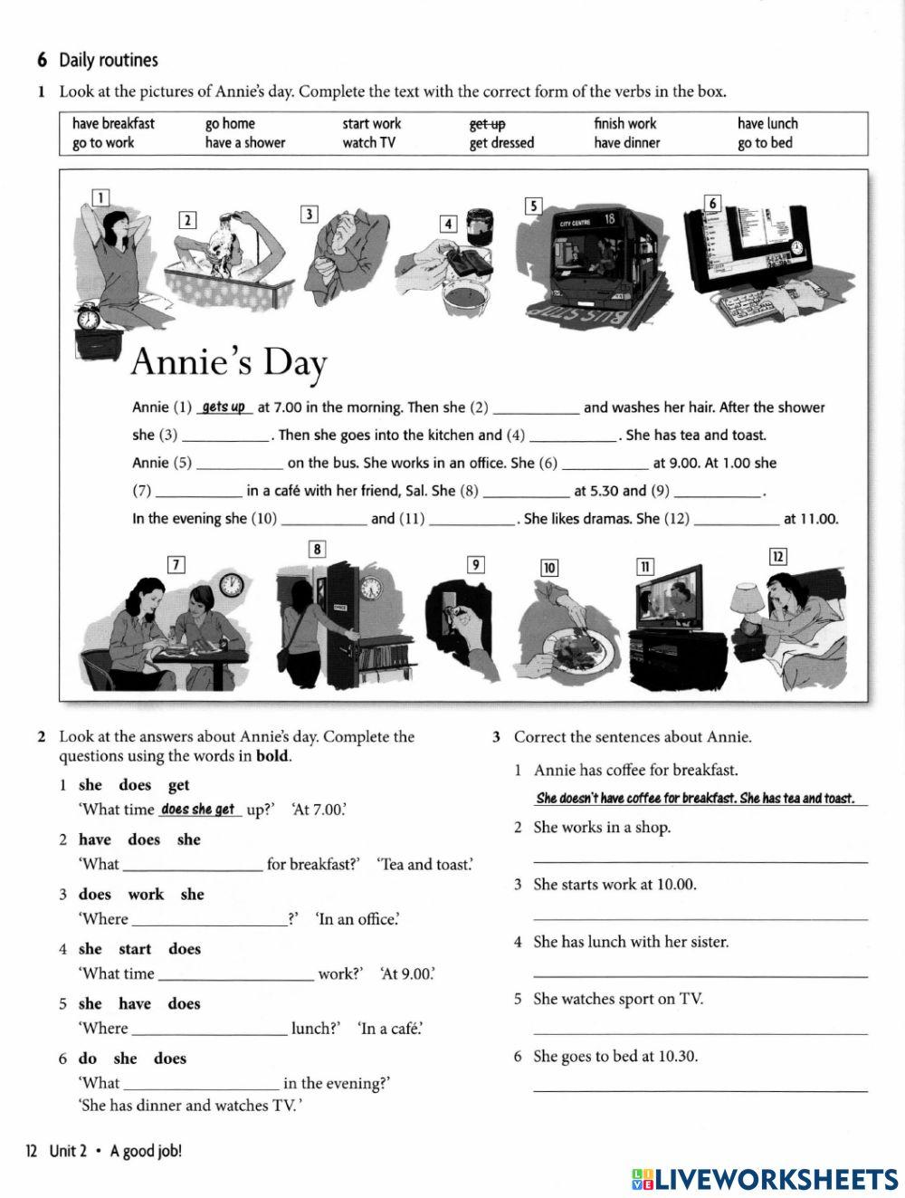 Annie's Day worksheet | Live Worksheets
