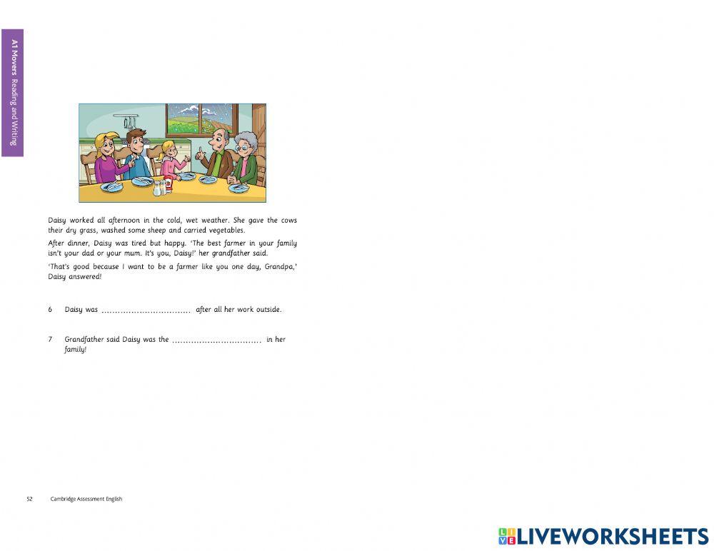 Movers - Reading and Writing - Part 5 online exercise for | Live Worksheets