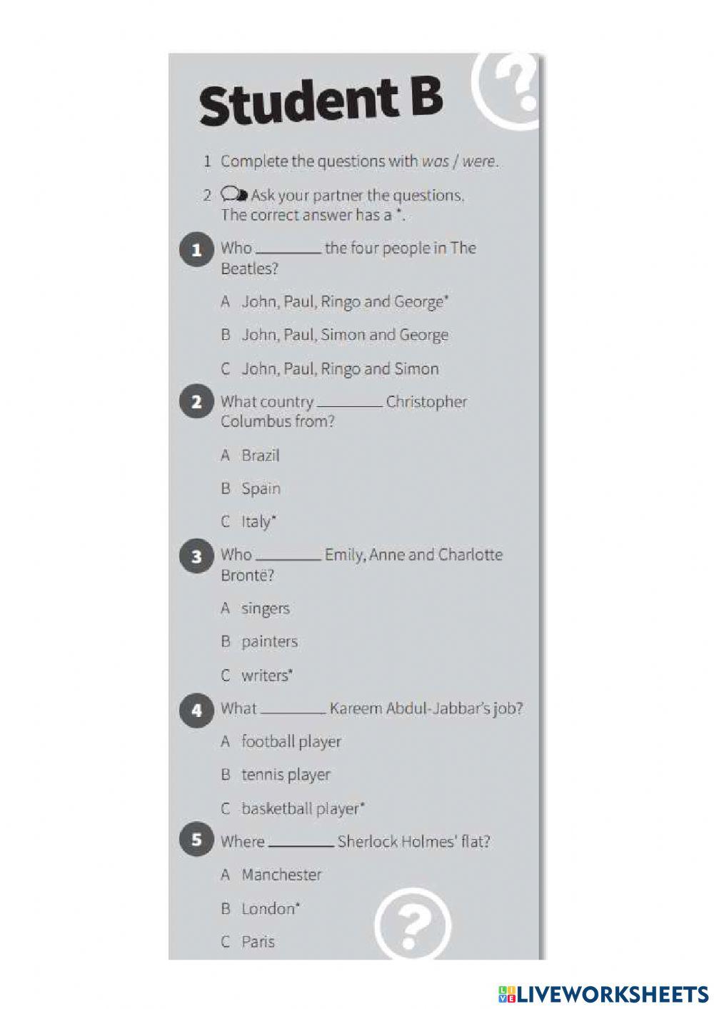 IB3 - 8A (Student B) online exercise for | Live Worksheets