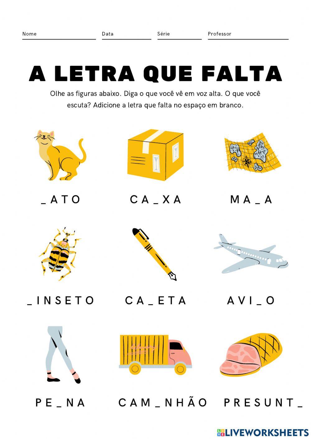 Letras faltosas online worksheet | Live Worksheets