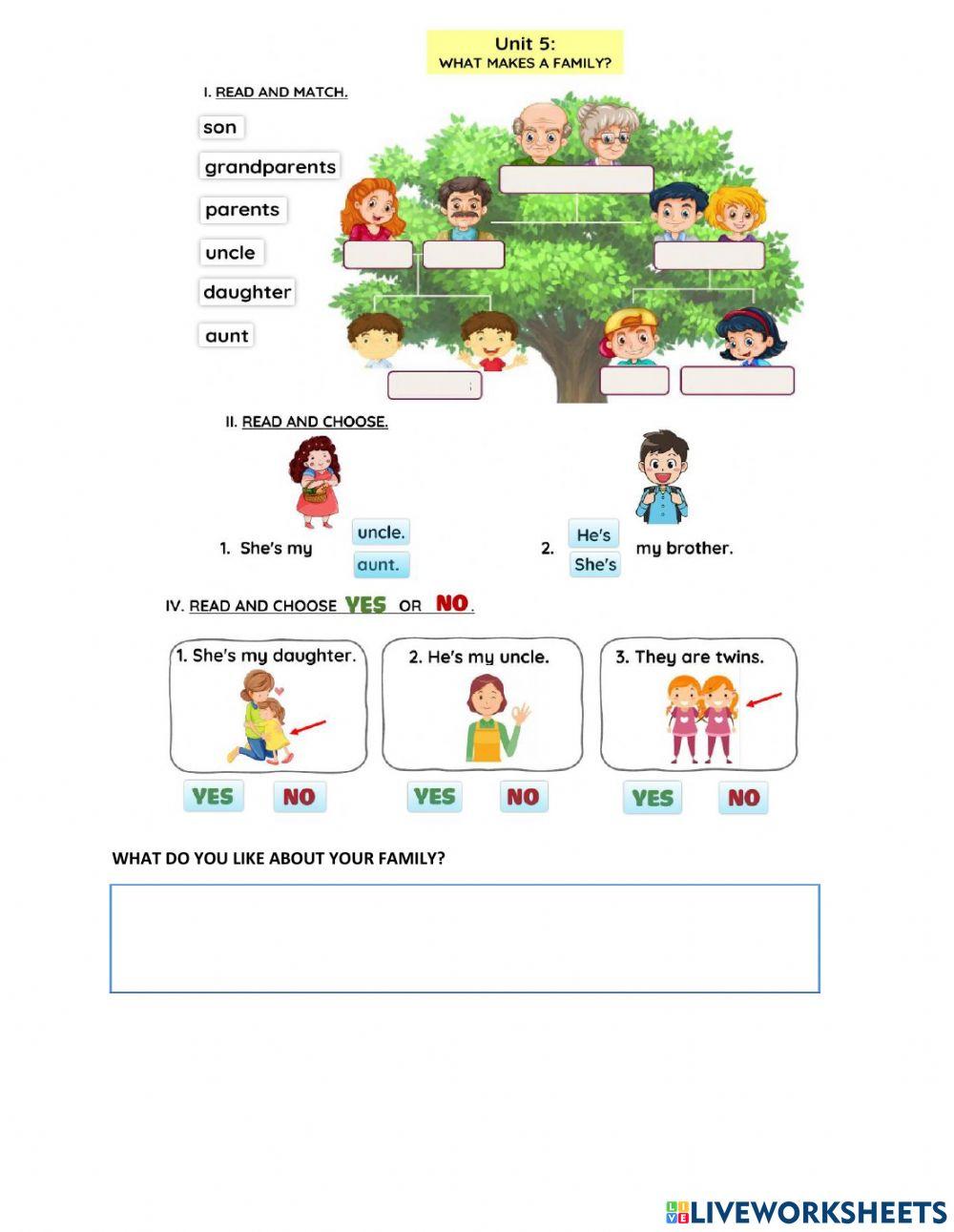 Family online exercise for Practice | Live Worksheets