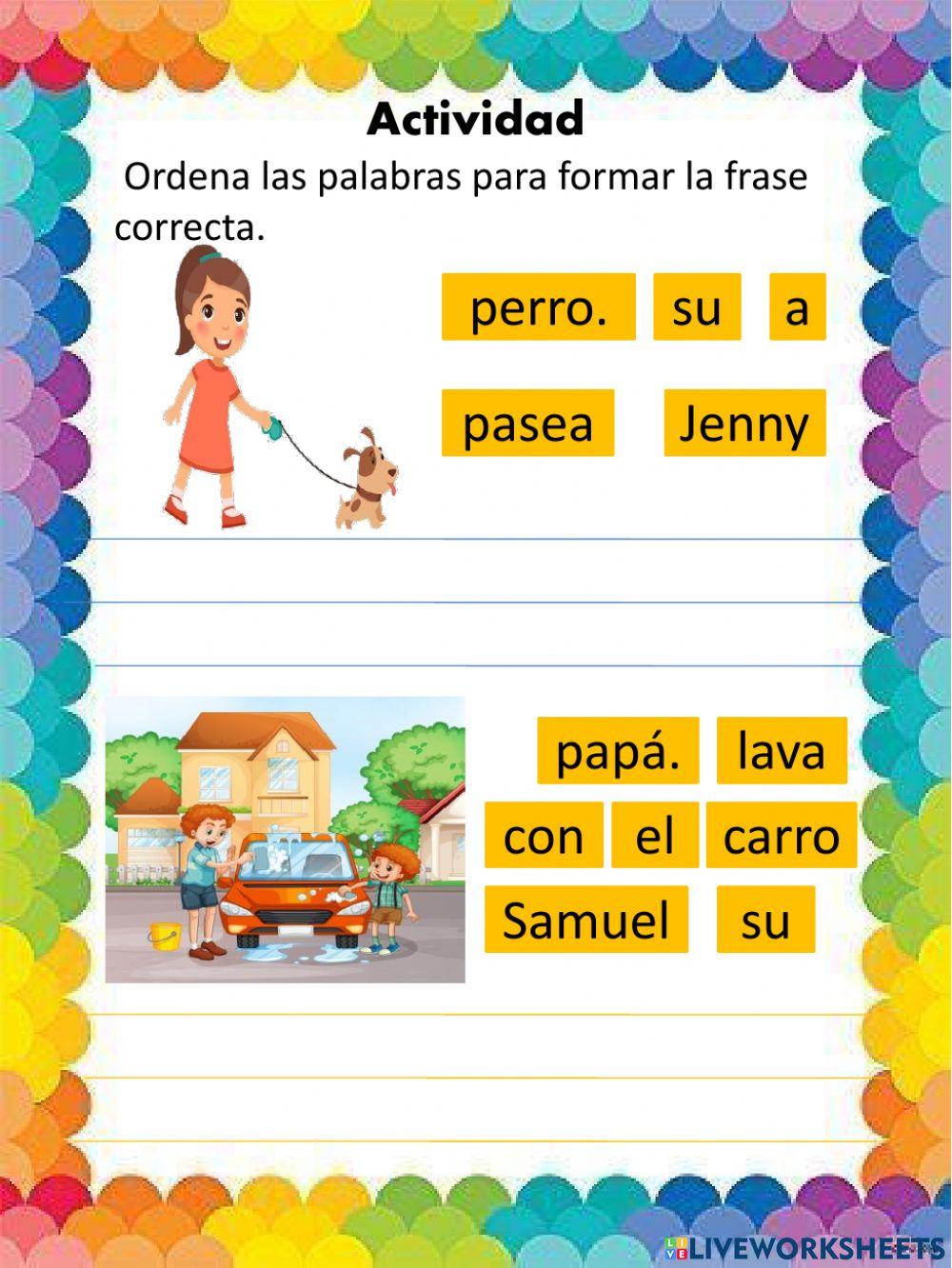 Ordenar palabras | Free Interactive Worksheets | 1636695