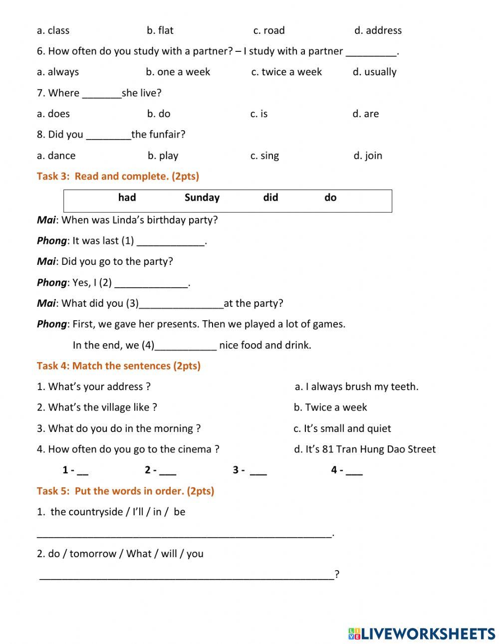 Mid-term test online pdf exercise for GRADE 5 | Live Worksheets