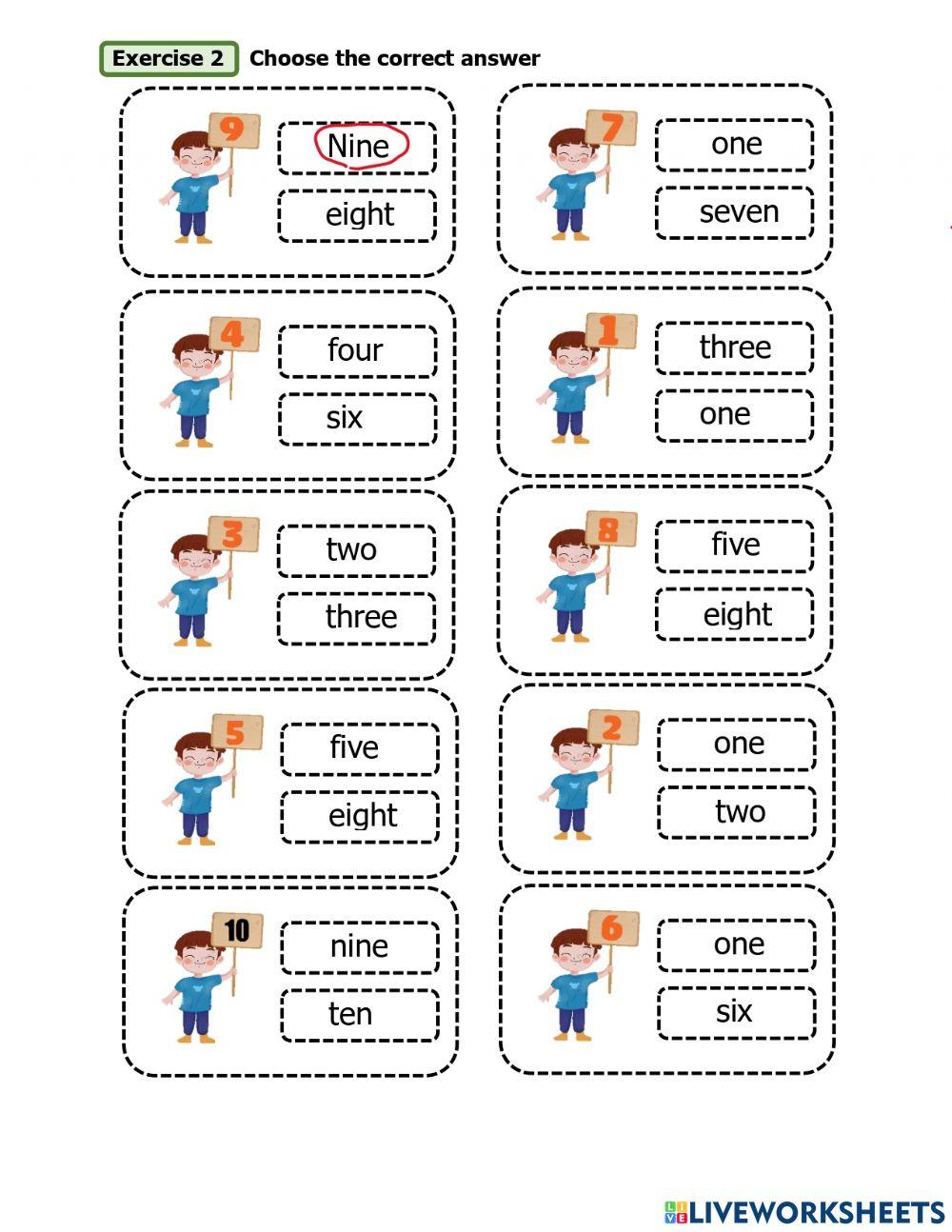 Numbers online exercise for 1 | Live Worksheets