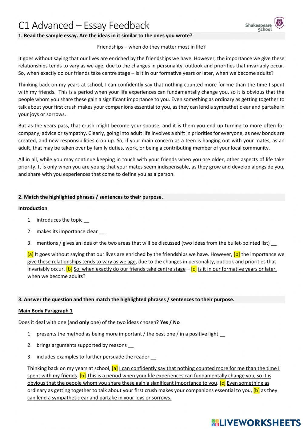 cae exam essay examples