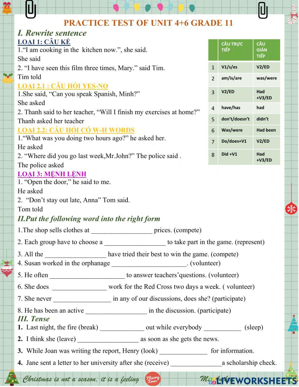 Practice unit 6 GRADE 11 worksheet | Live Worksheets