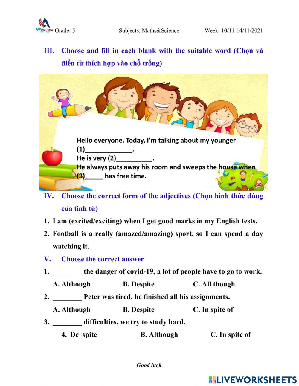 Trial test online exercise | Live Worksheets
