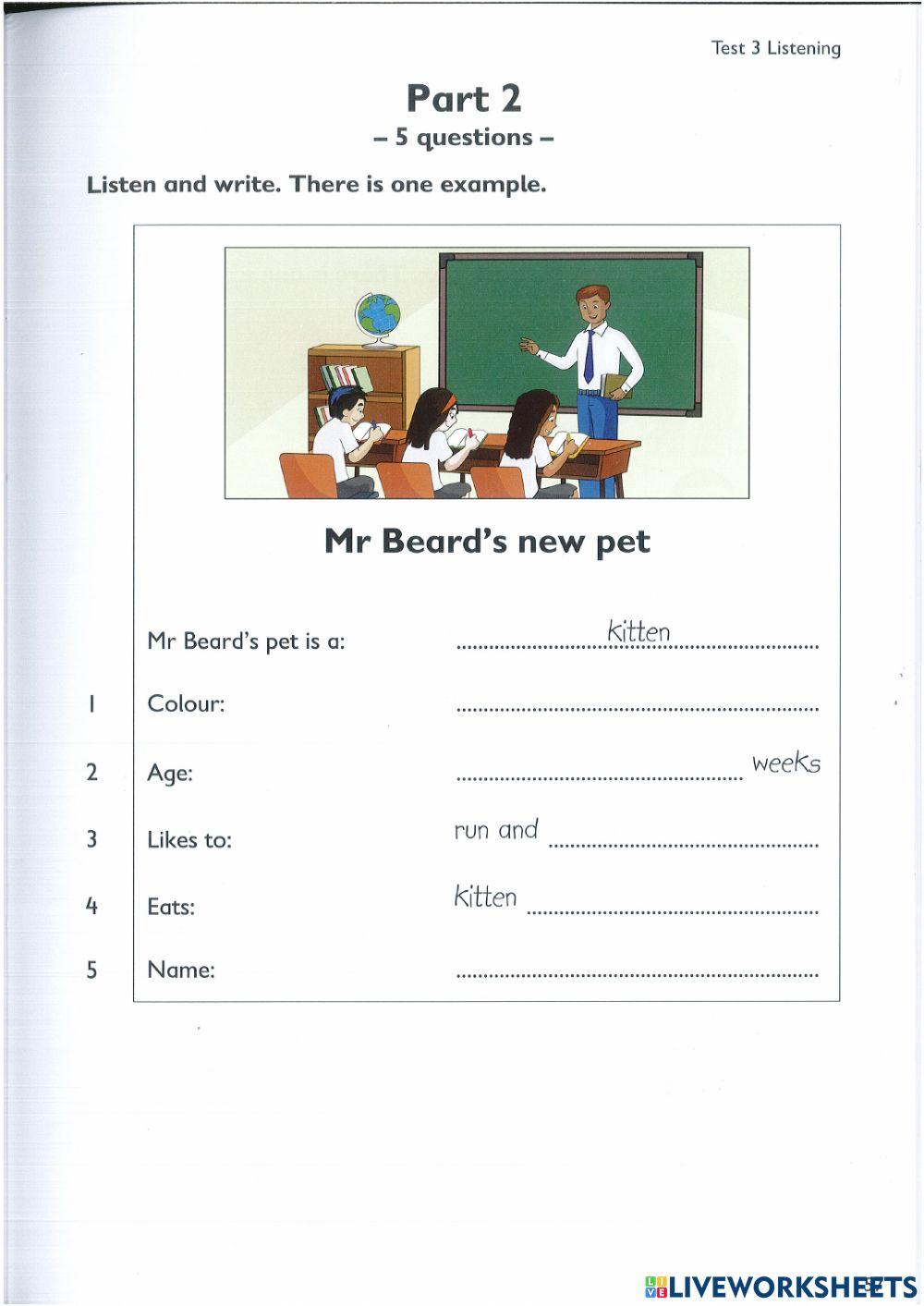 A1 MOVERS TEST 3 COLLINS LISTENING online exercise for | Live Worksheets