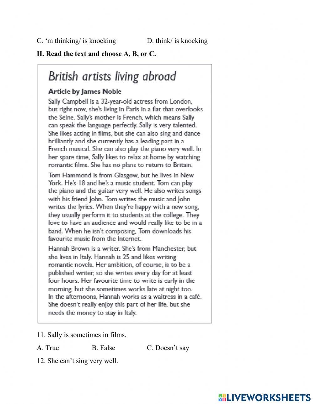 Week 6 test 2 1356 | Hà Thu Ngân | Live Worksheets