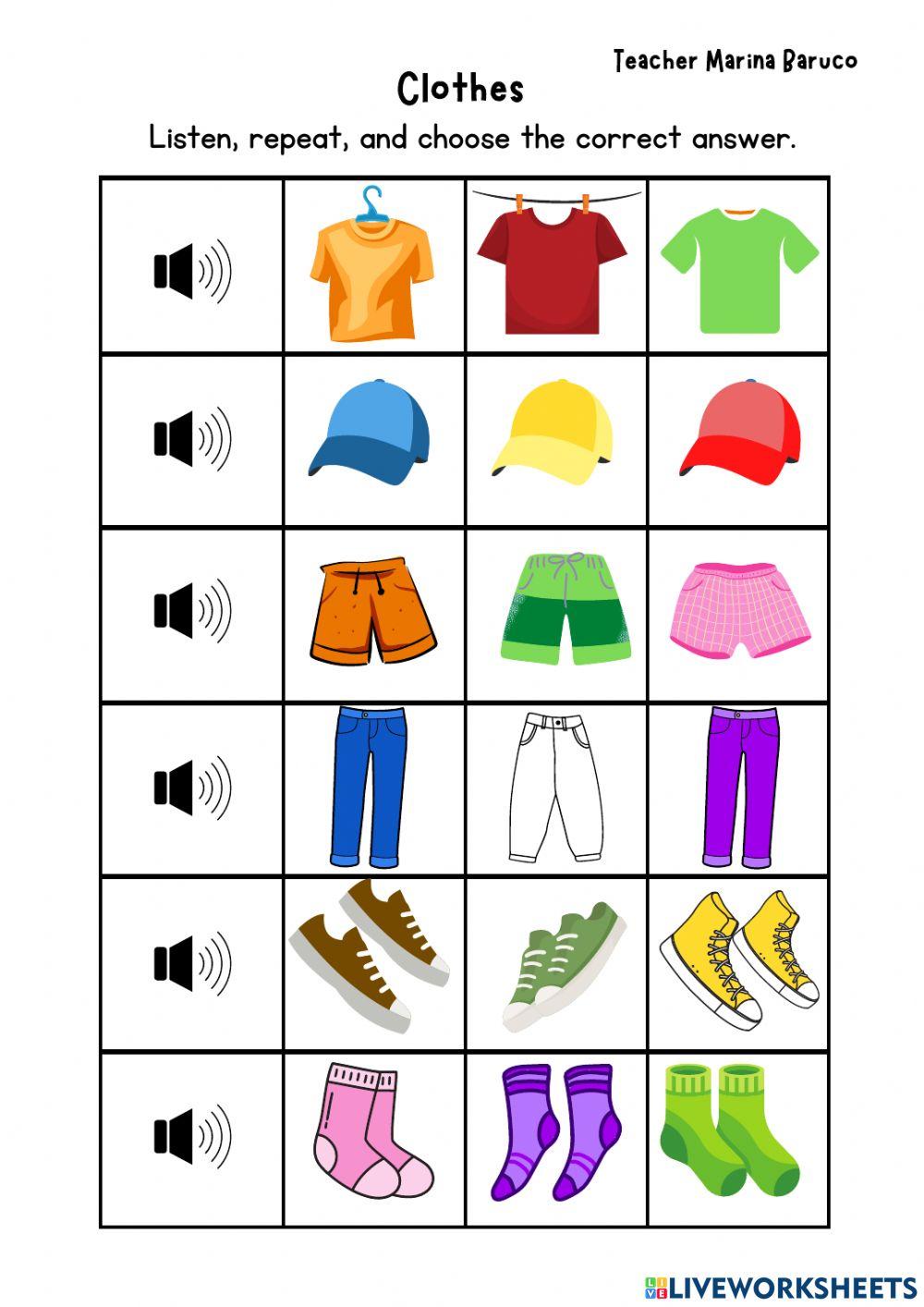 Clothes online exercise for | Live Worksheets